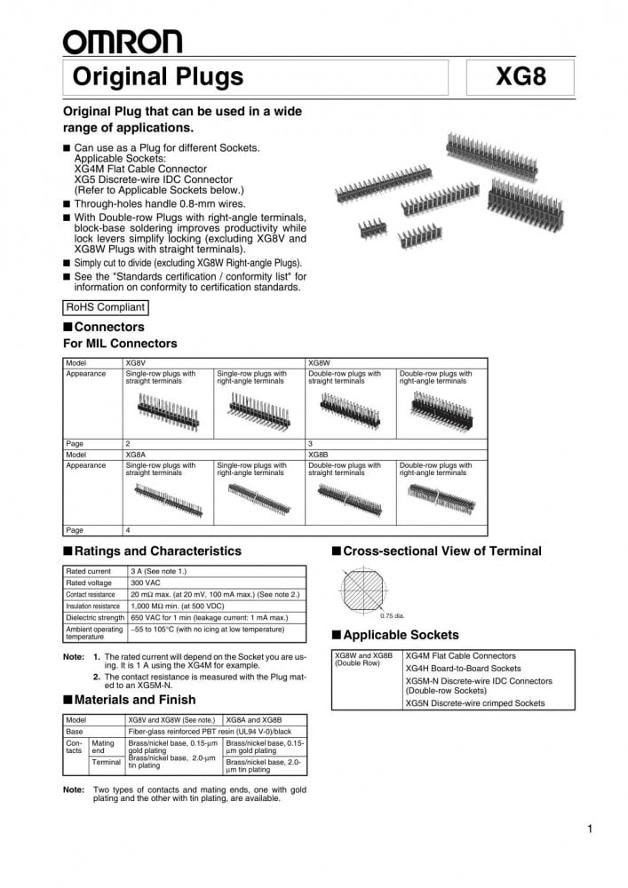 OMRON XG8 connector document page 1
