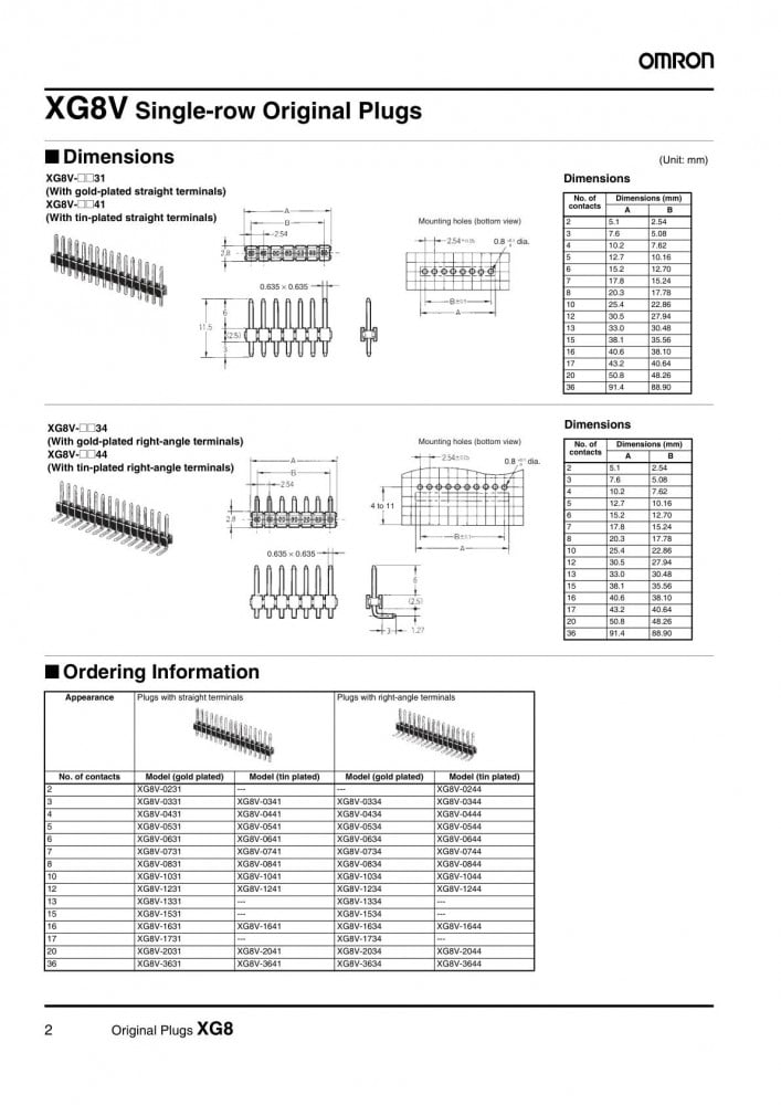 OMRON XG8 connector document page 2