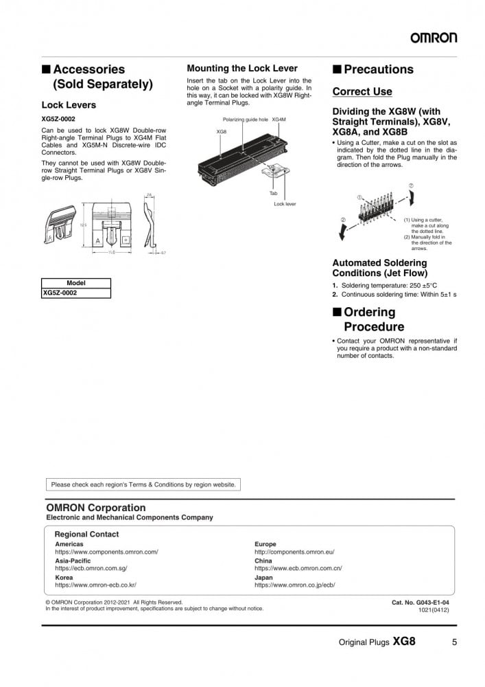 OMRON XG8 connector document page 5