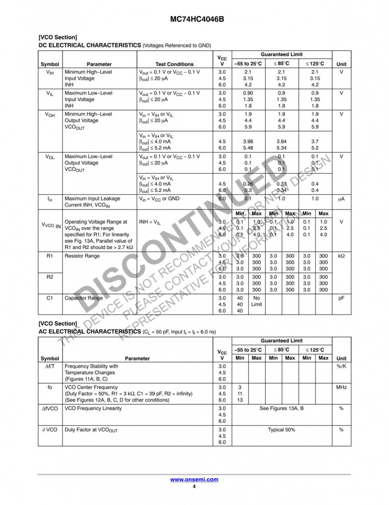 MC74HC4046B datasheet page 4
