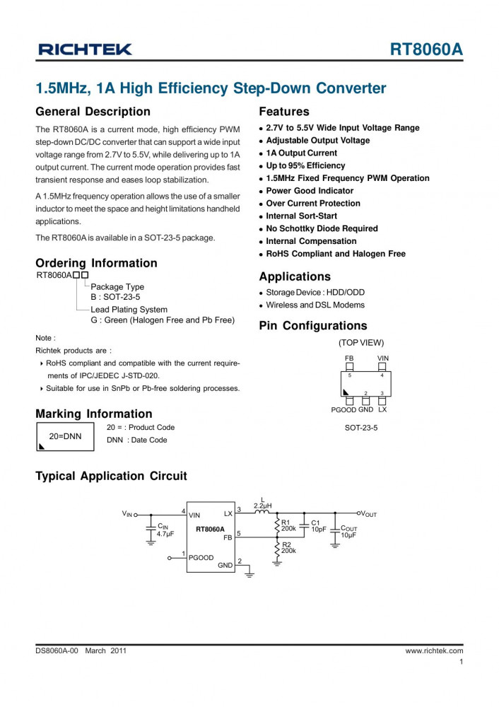 RT8060A datasheet page 1