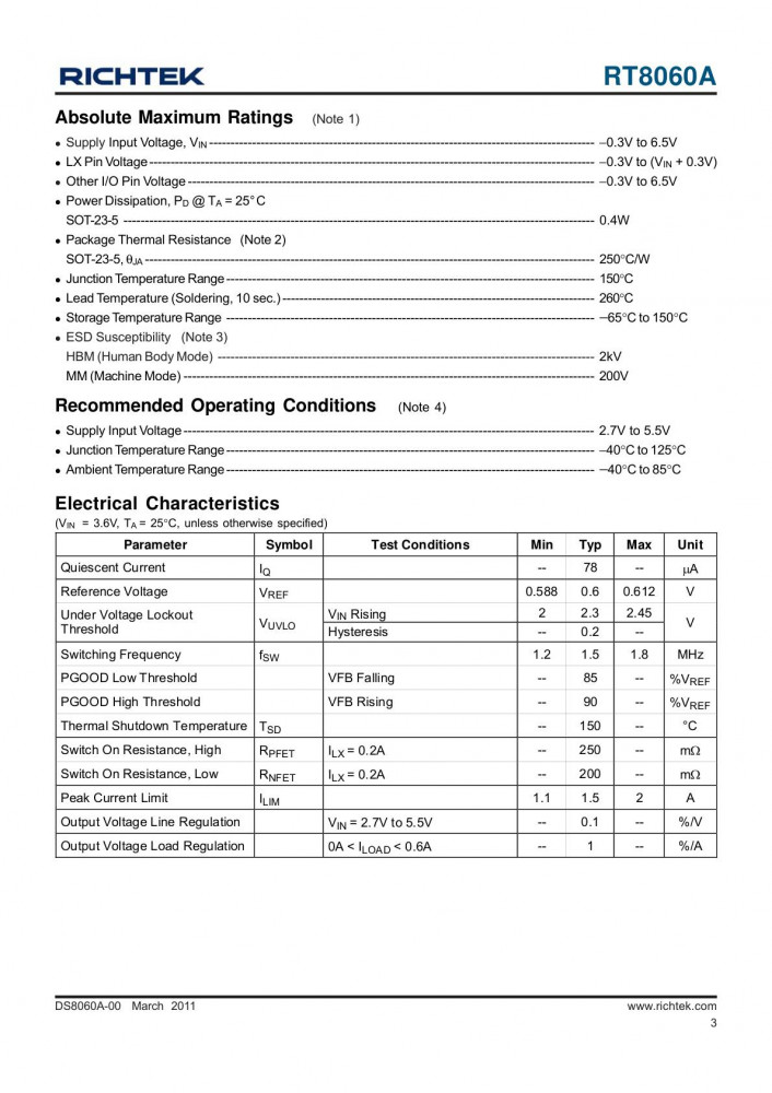 RT8060A datasheet page 3