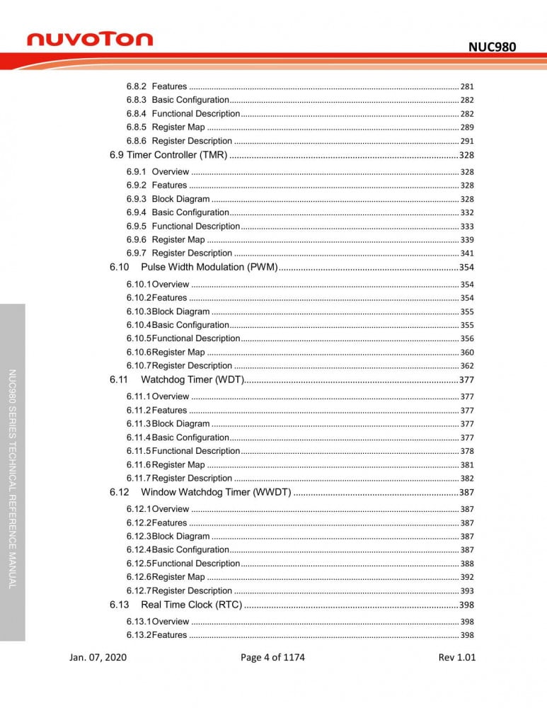 NUC980 technical manual page 4