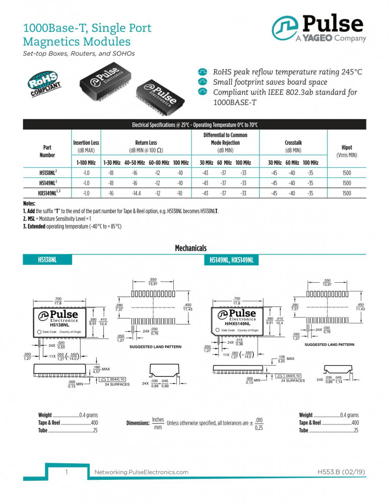 PULSE H5149NL technical document page 1