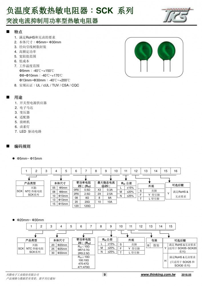 TKS SCK datasheet page 1