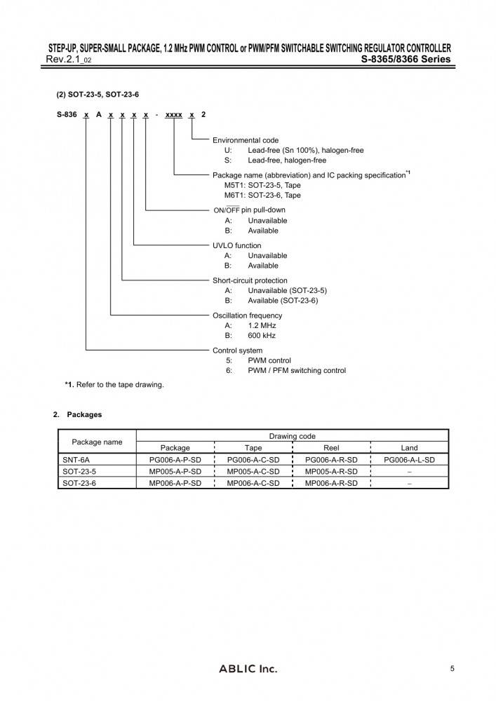 ABLIC S-8365/8366 datasheet page 5