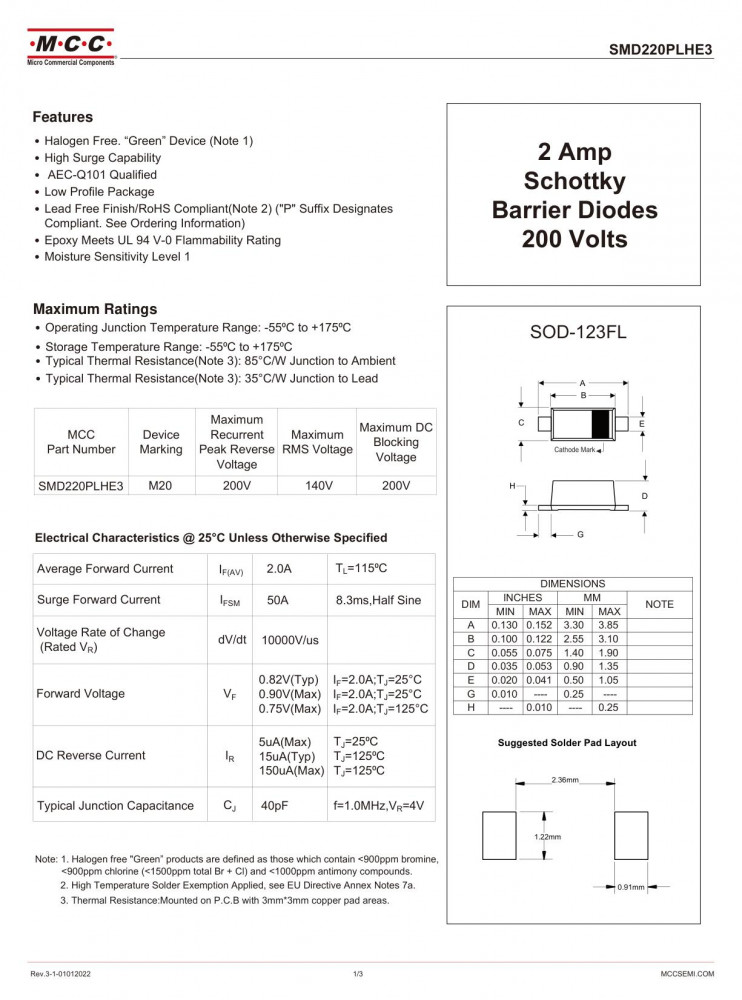 SMD220PLHE3-TP datasheet page 1