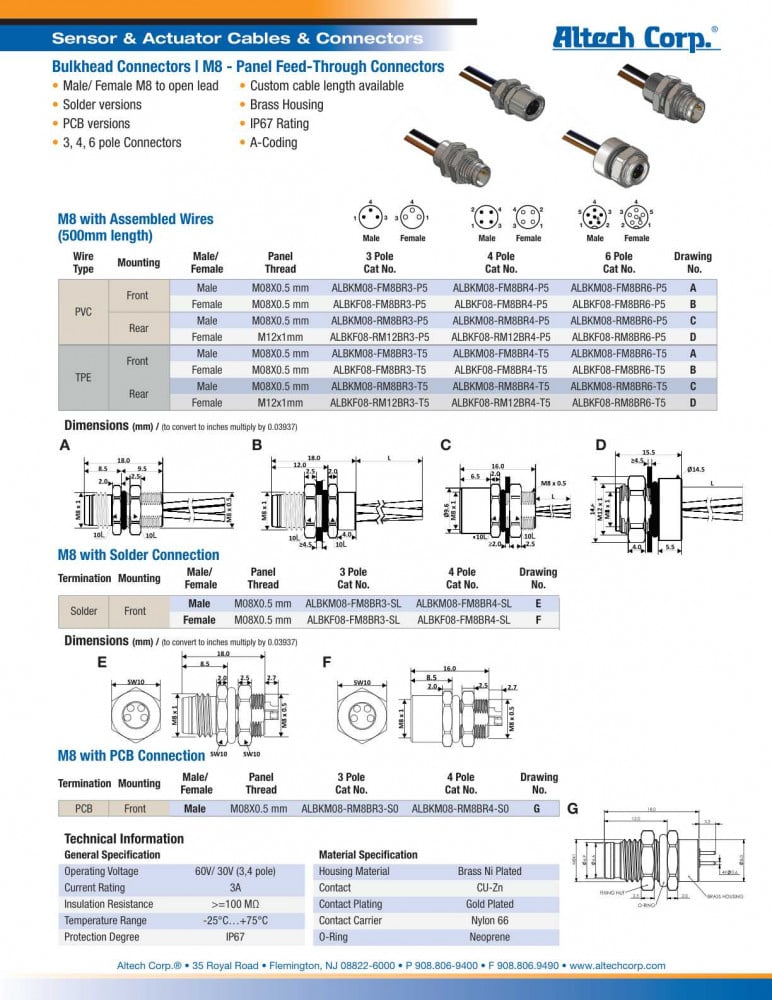 Altech connector technical document page 1