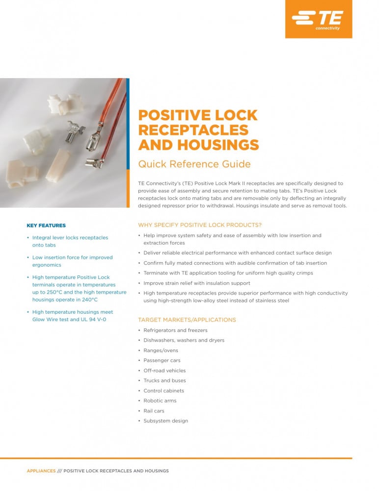 TE Connectivity Positive Lock product guide page 1