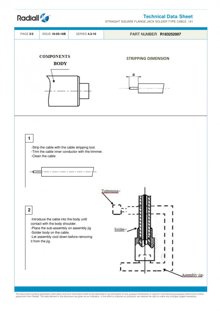 Radiall R183252007 cable assembly instructions and tooling