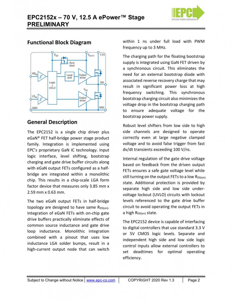 EPC2152ENGRT technical document page 2