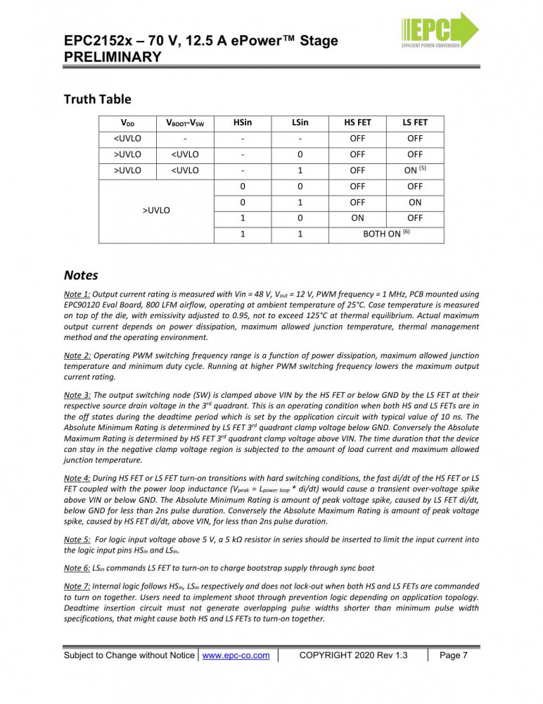 EPC2152ENGRT technical document page 7