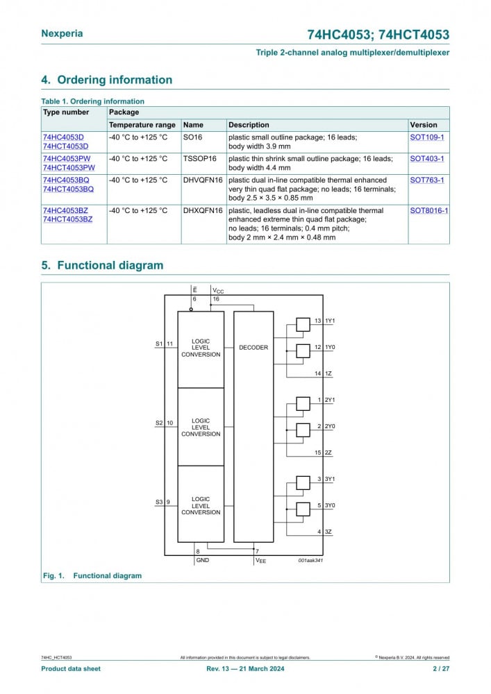 74HC4053 datasheet page 2