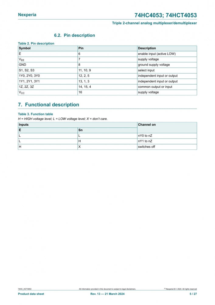 74HC4053 datasheet page 5