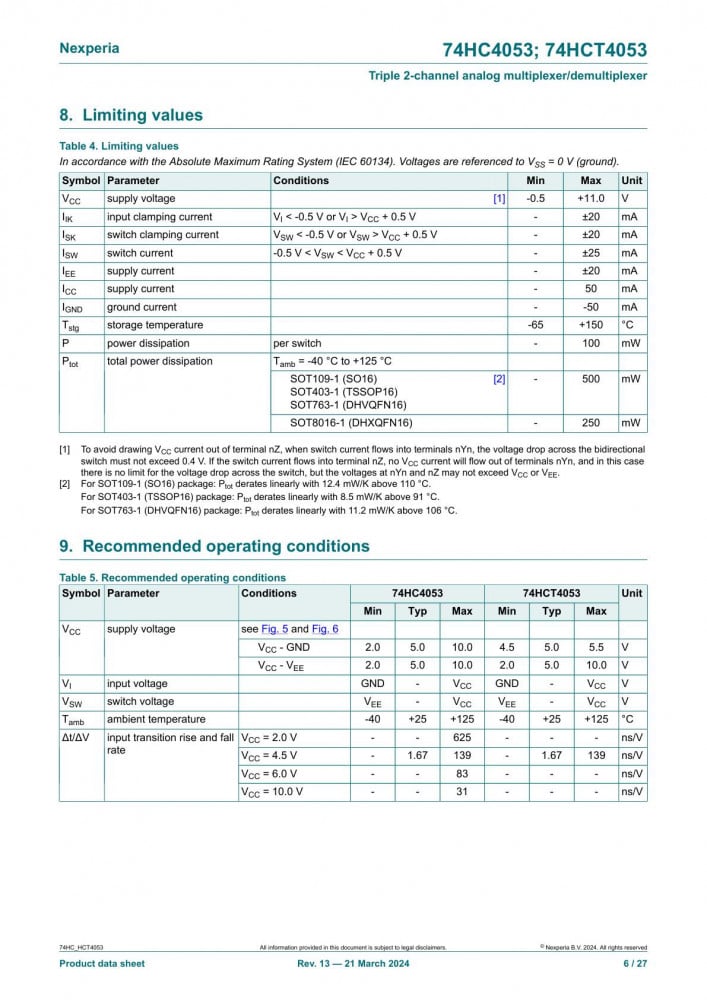 74HC4053 datasheet page 6