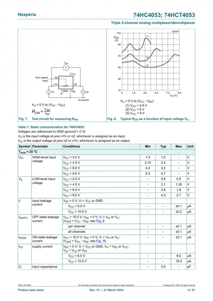 74HC4053 datasheet page 9
