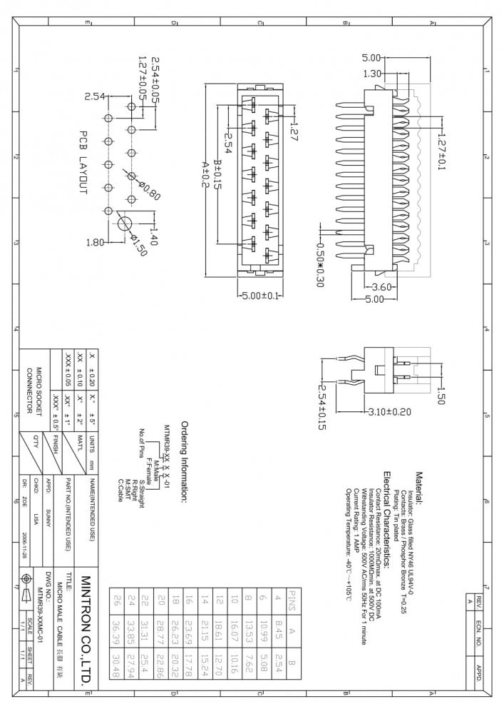 MINTRON MTMR39-10MC-01 technical document page