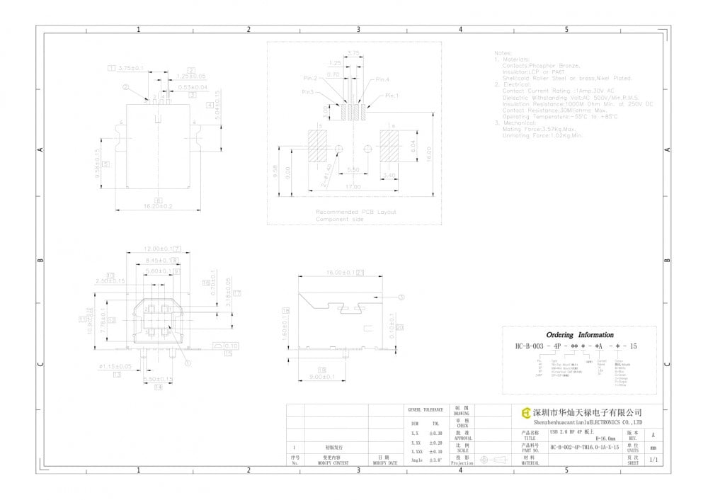 HCTL HC-B-002-4P-TM16.0-1A-X-15 technical drawing