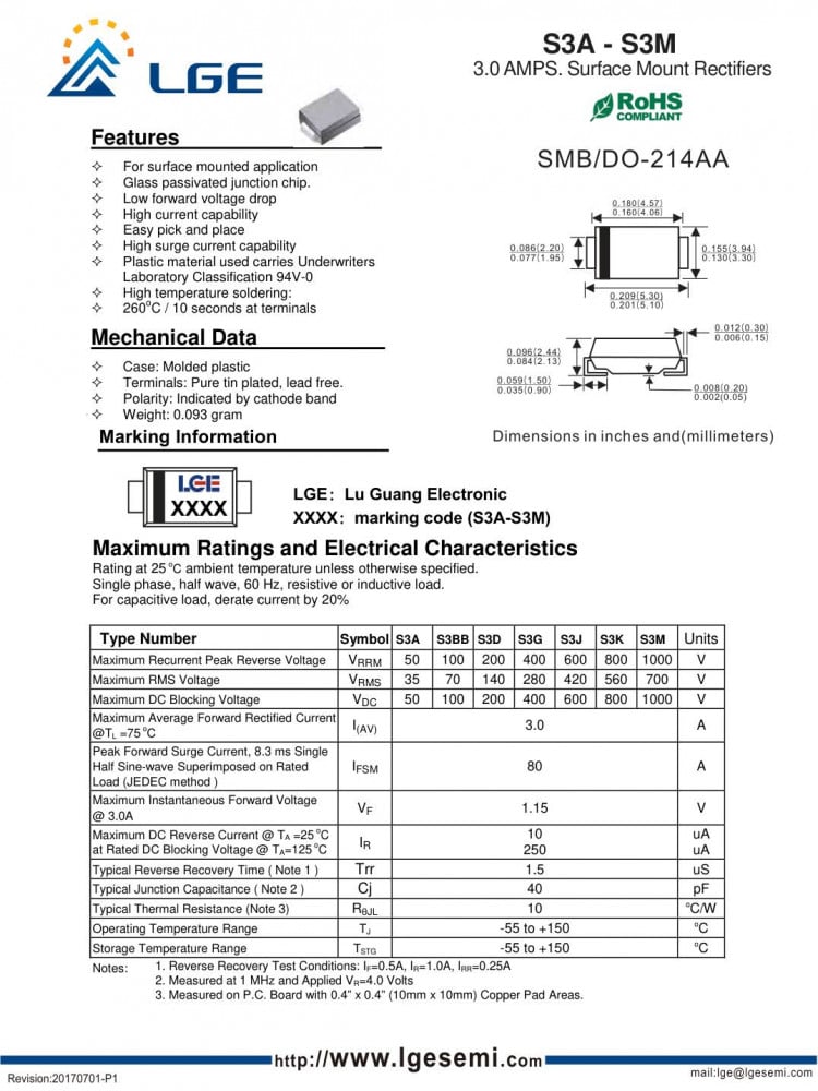 LGE S3M datasheet page 1