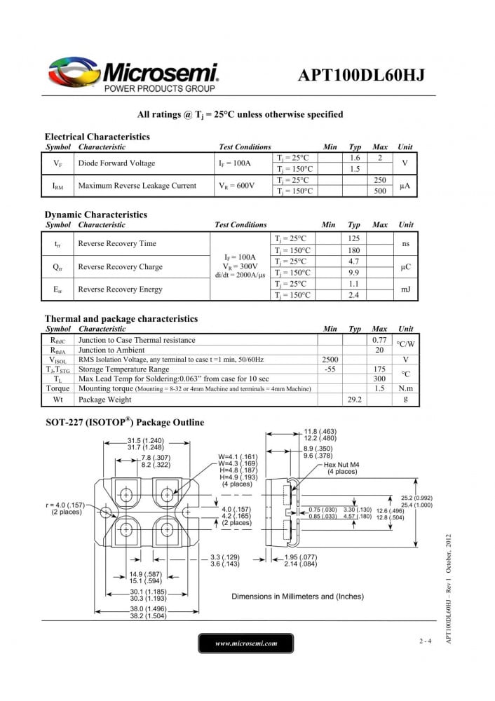 APT100DL60HJ datasheet page 2