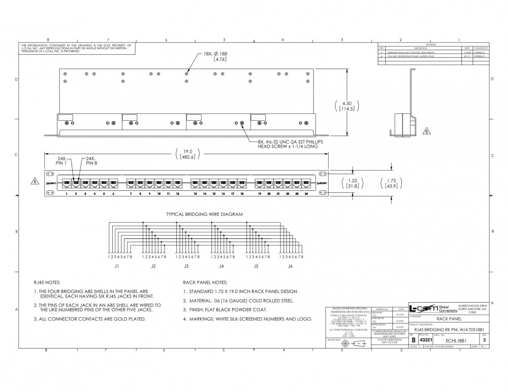 L-com ECHL1881 technical drawing