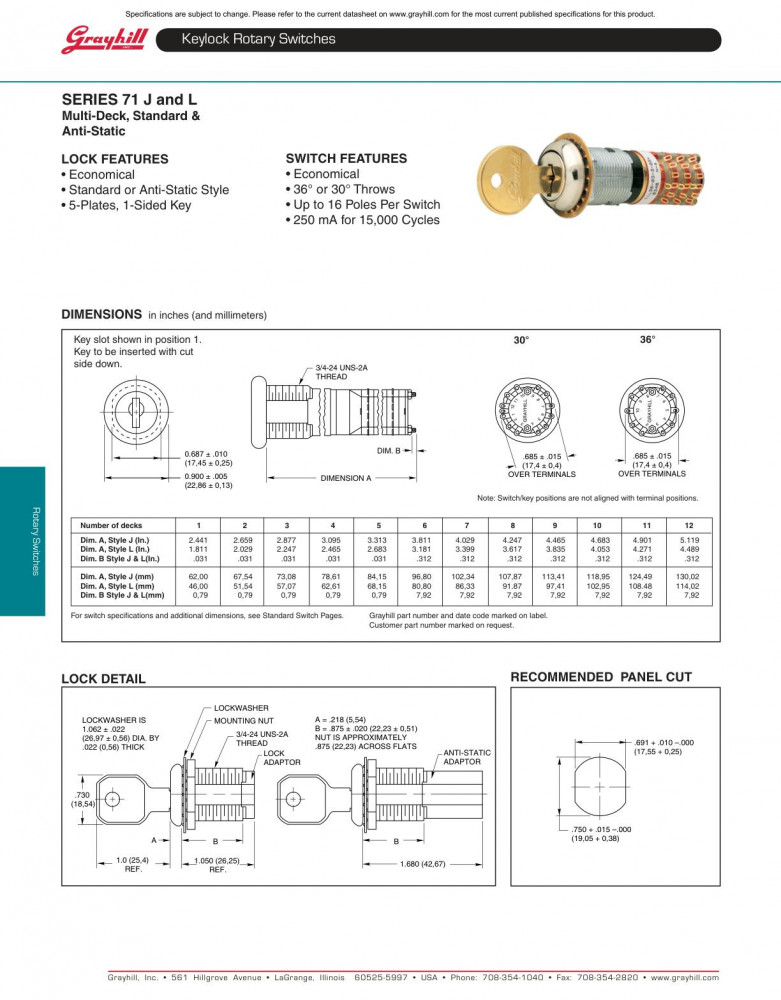 Grayhill Series 71 technical document page 1