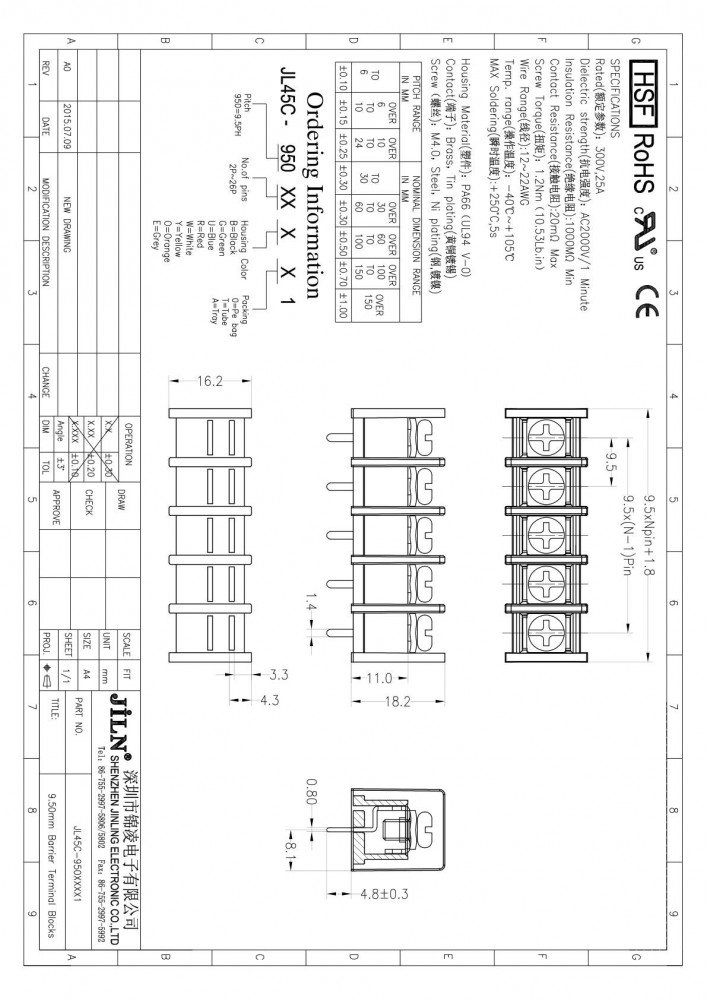 JILN JL45C-09505B01 technical drawing