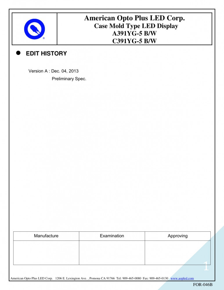 A391YG-5 B/W datasheet page 1
