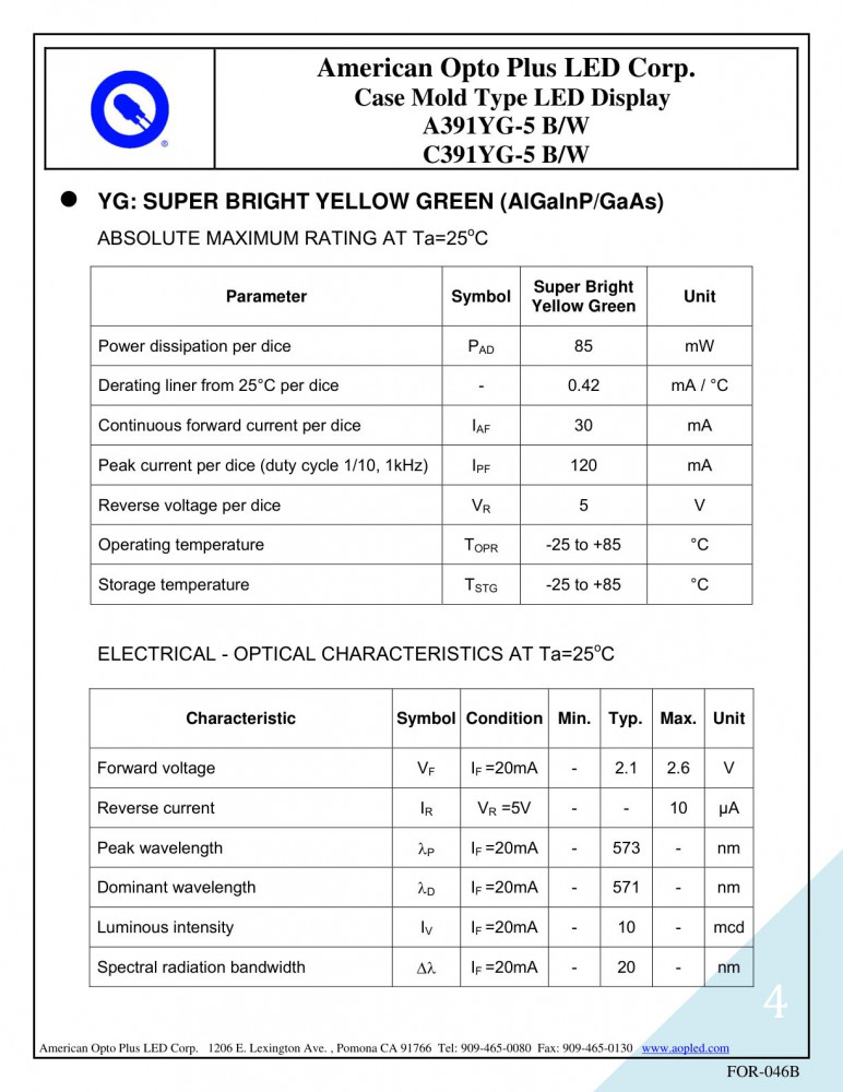 A391YG-5 B/W datasheet page 4