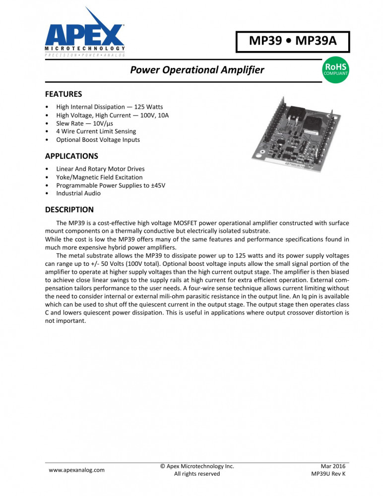 MP39CLA datasheet page 1