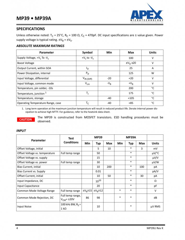MP39CLA datasheet page 4
