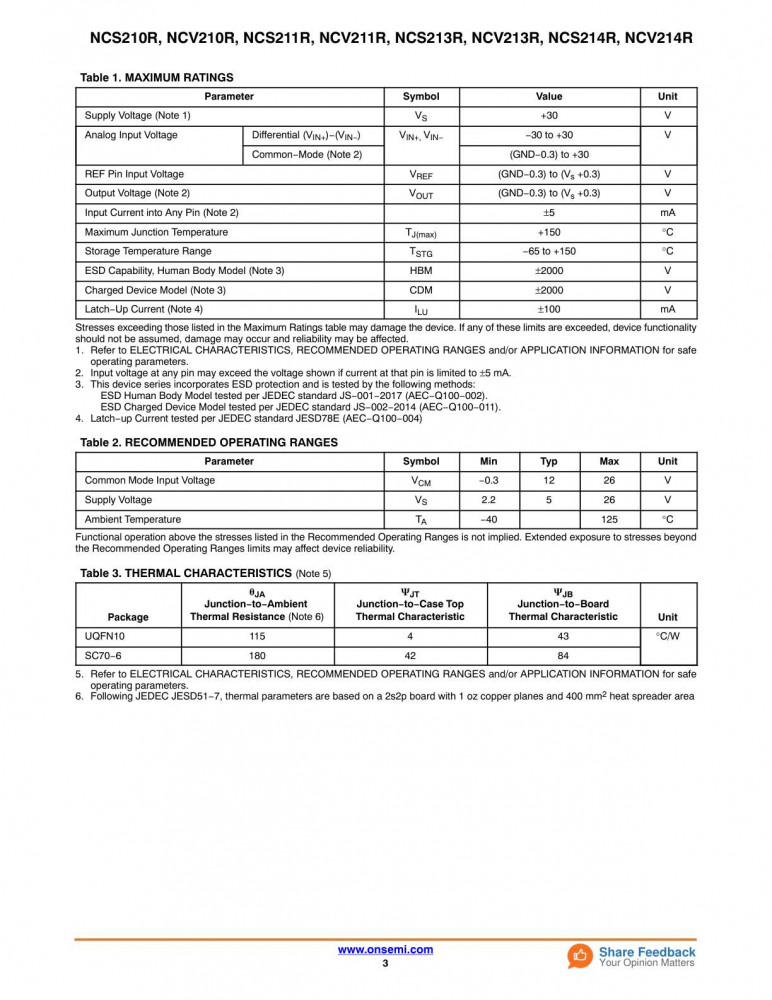 NCS210R datasheet page 3