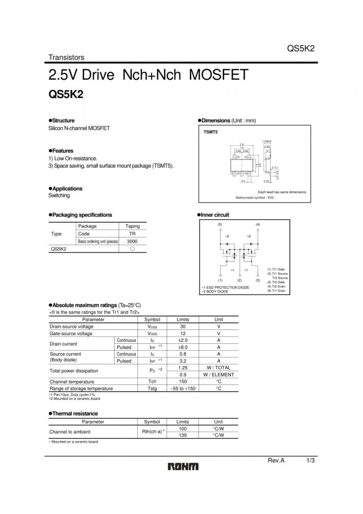 QS5K2TR datasheet page 1