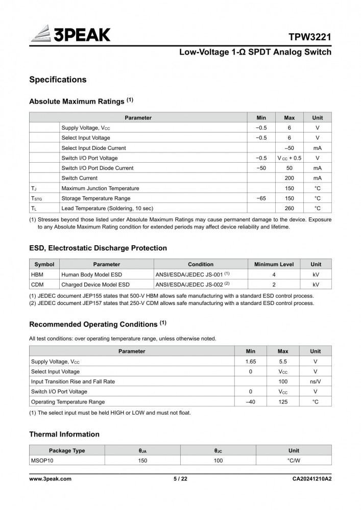 TPW3221 datasheet page 5