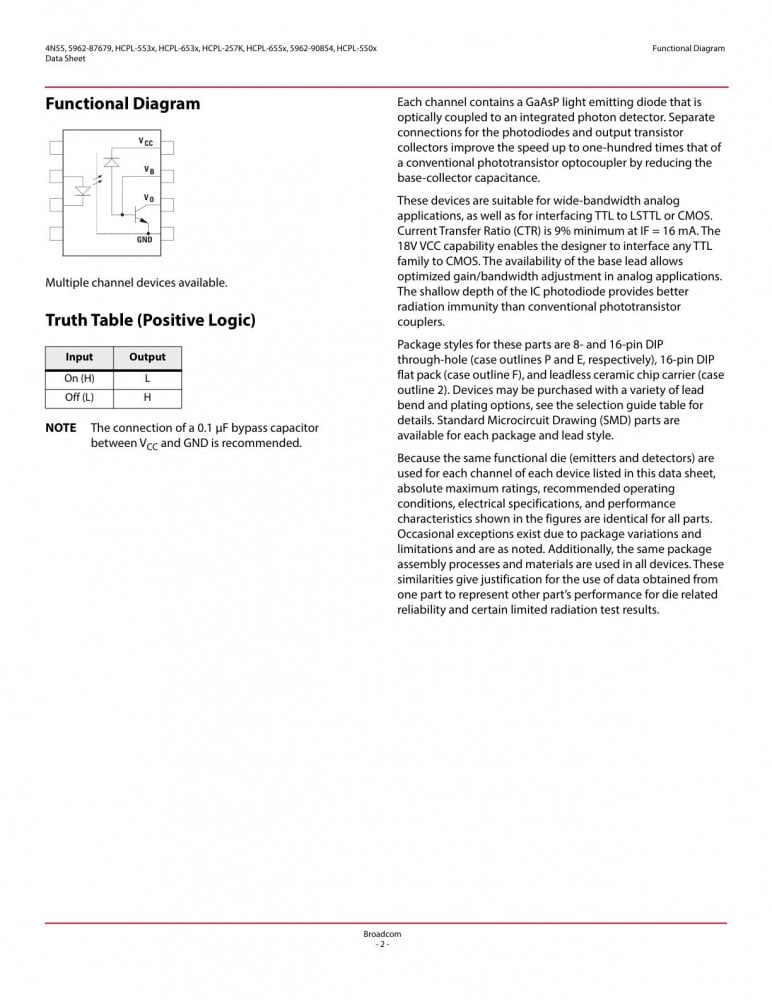HCPL-6550 datasheet page 2