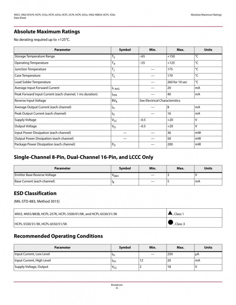HCPL-6550 datasheet page 8