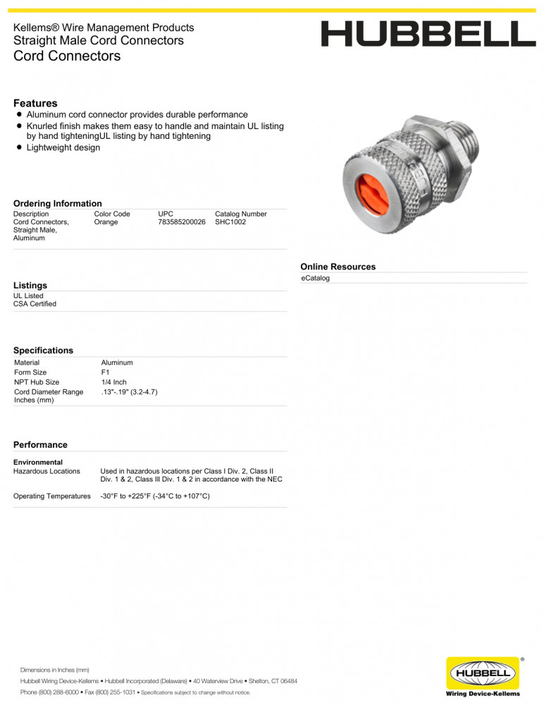 SHC1002 product document image
