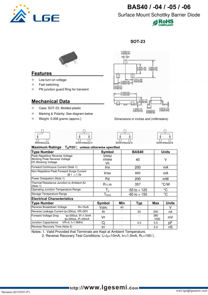 LGE BAS40-04 datasheet page 1