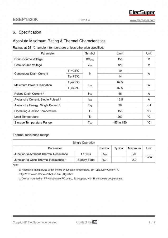 ESEP1520K datasheet page 2