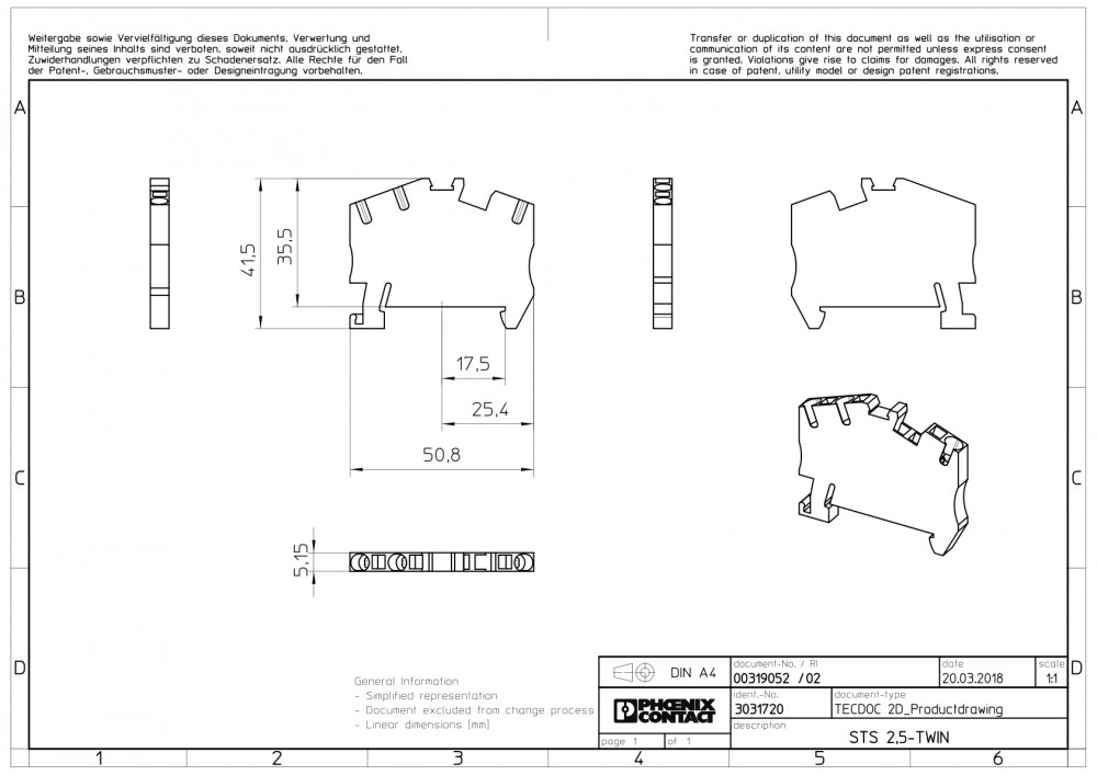 Phoenix Contact STS 2,5-TWIN product drawing