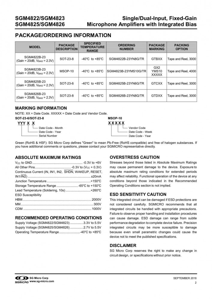 SGM4822 datasheet page 2