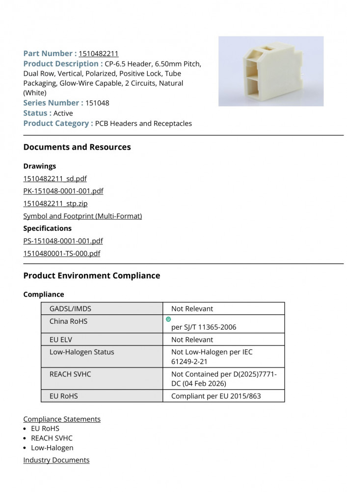 CP 6.5 mm connector specification page 1