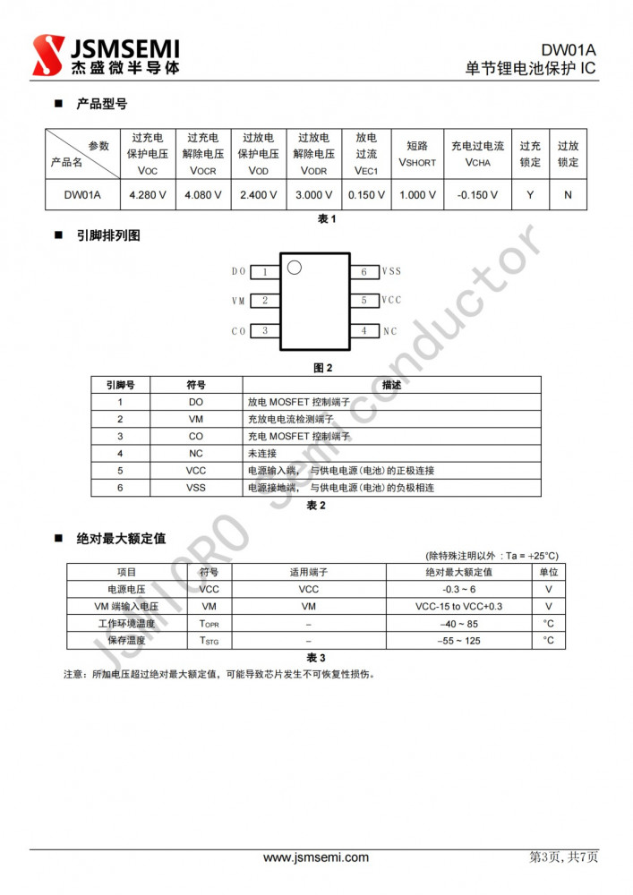 DW01A-JSM datasheet page 3