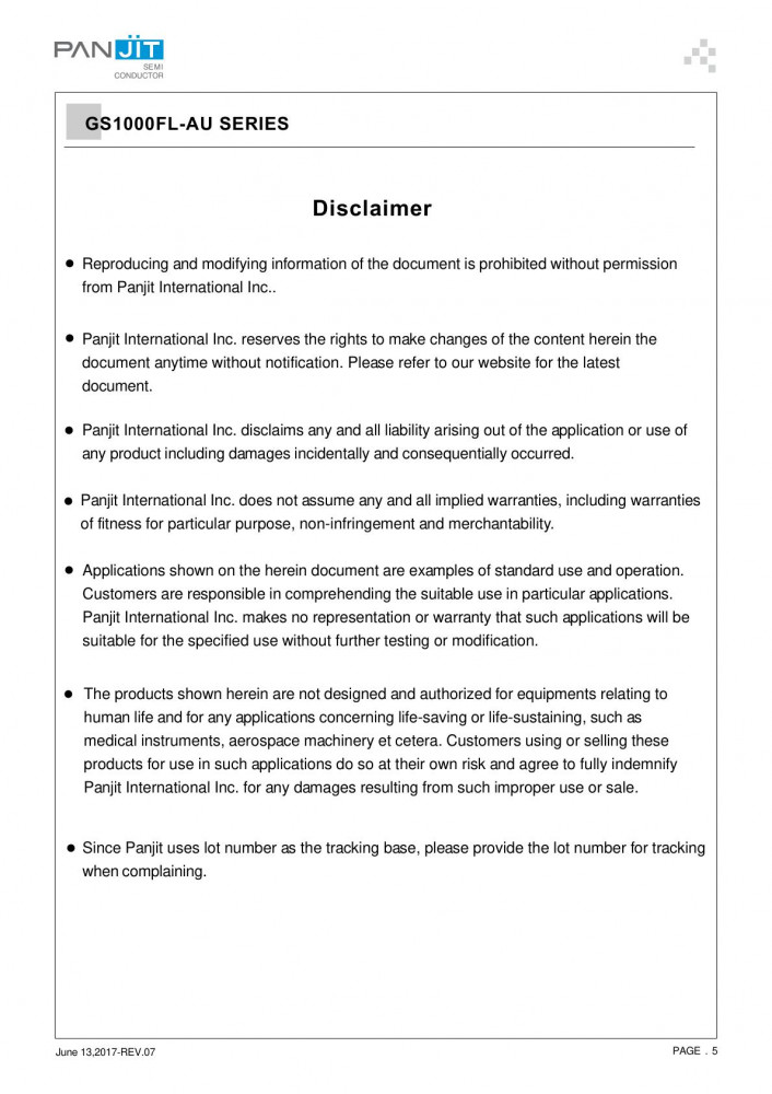 PANJIT GS1000FL-AU series datasheet page 5