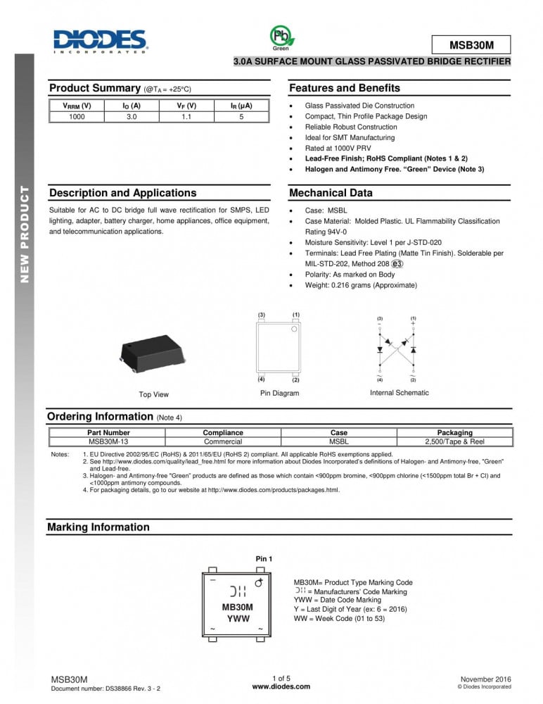 MSB30M-13 datasheet page 1