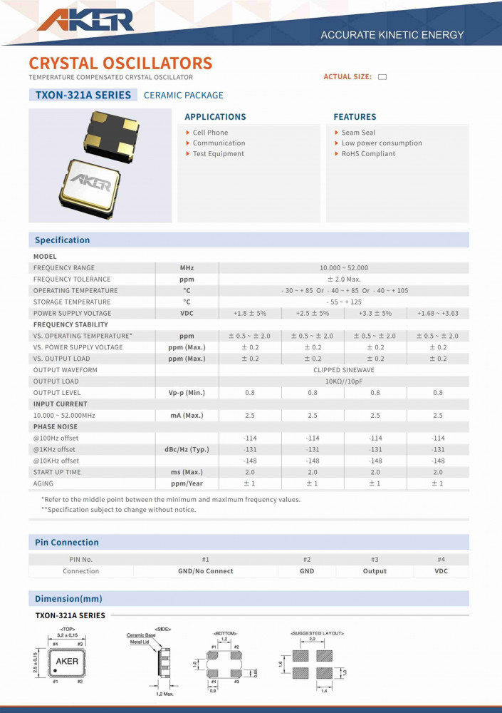 AKER TXON-321A Series product documentation page