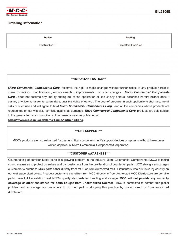 SIL2305B-TP datasheet page 6