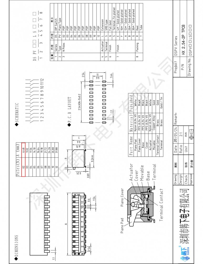 HANXIA HX 2.54-2P TPCB document page 1