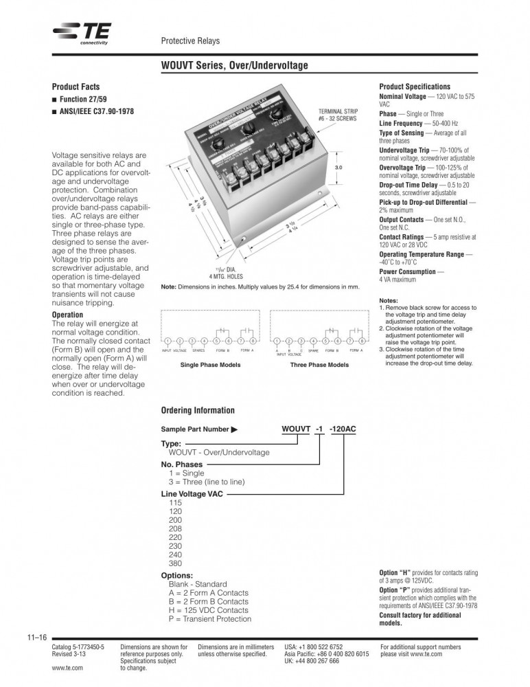TE Connectivity WOUVT series technical document