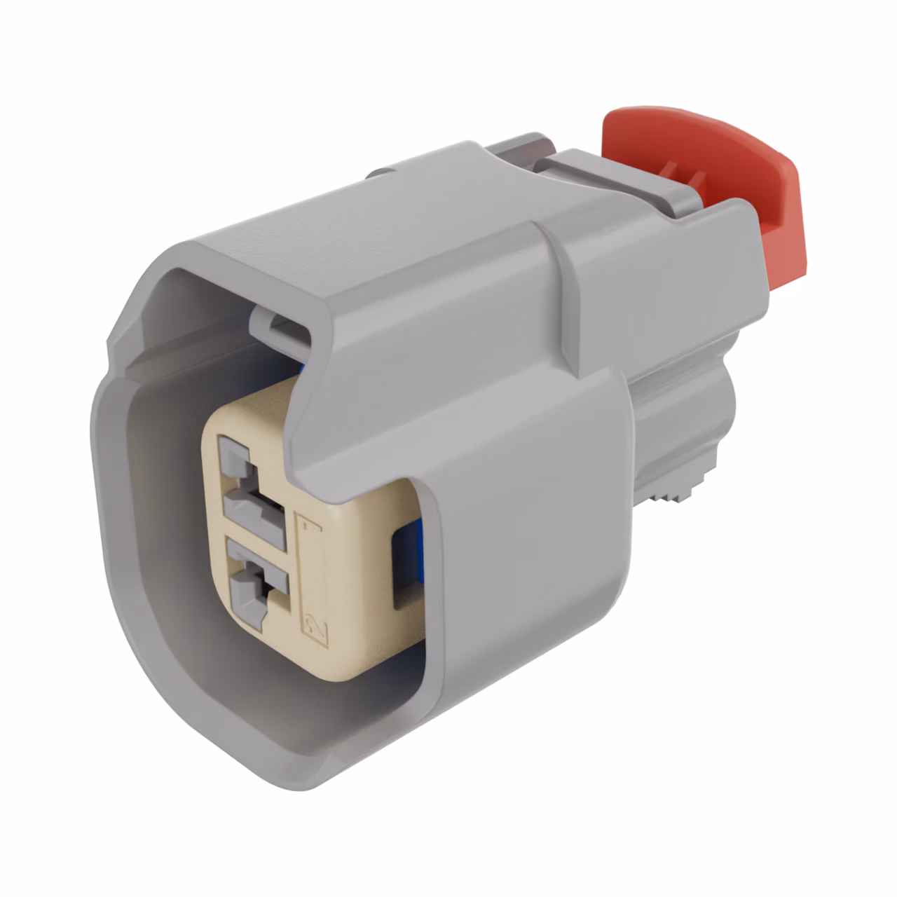 MX150 Cable-Sealed Female Connector Assembly, Single Row, 2 Circuits, Keying Option D, with Clipslot, with Connector Position Assurance, Light  Gray for sale